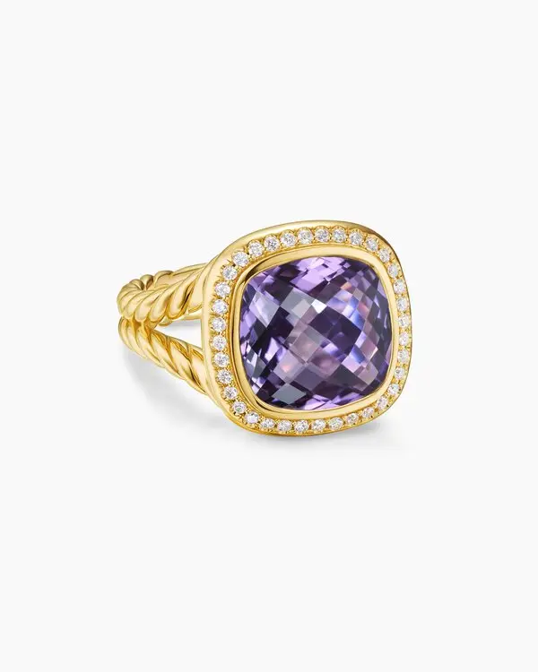 David Yurman Albion Ring In 18k Yellow Gold With Gemstone And Diamonds - Amethyst