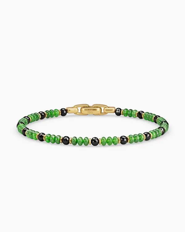 David Yurman 18k Yellow Gold Spiritual Beads Bracelet With And Turquoise - Tsavorite