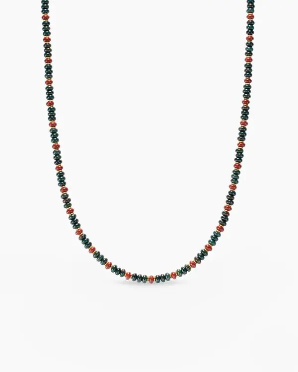 David Yurman 18k Yellow Gold Spiritual Beads Necklace - Bloodstone