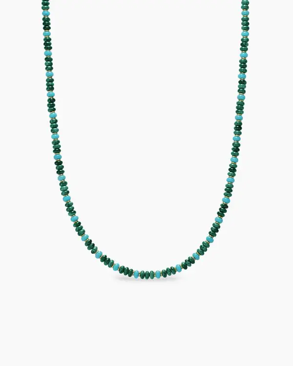 David Yurman 18k Yellow Gold Spiritual Beads Necklace - Malachite
