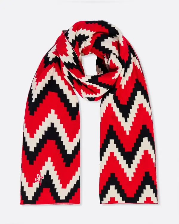 Perfect Moment Chevron Merino Wool Scarf - Red