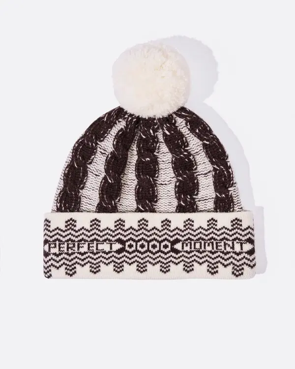 Perfect Moment Cable Knit Merino Wool Beanie - White