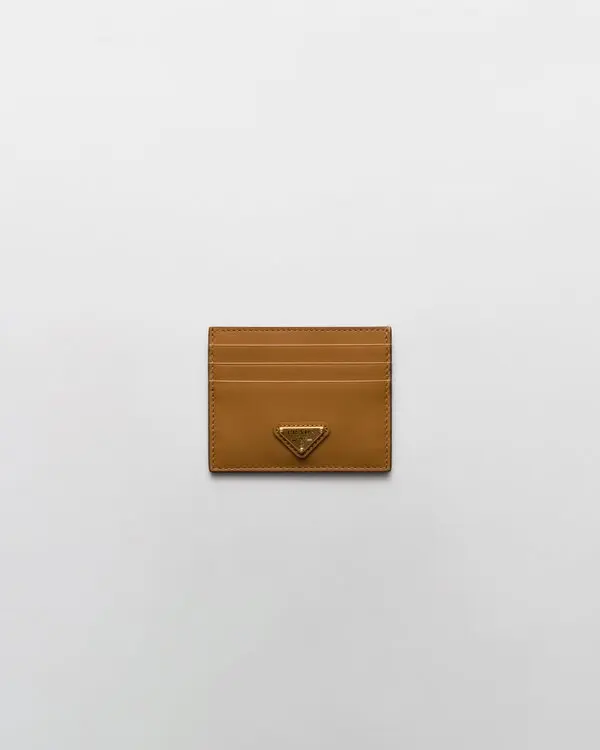 Prada Leather Card Holder - Caramel