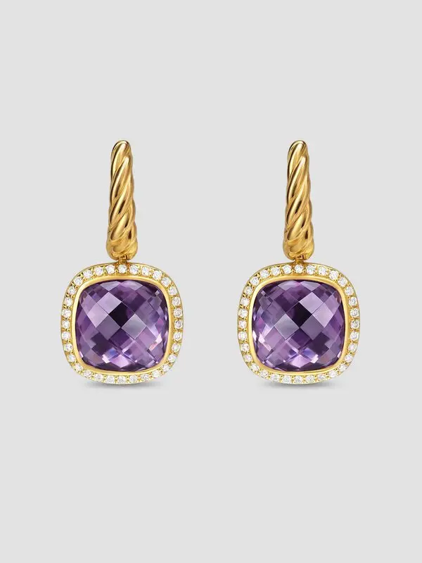David Yurman Albion Drop Earrings In 18k Yellow Gold - Amethyst