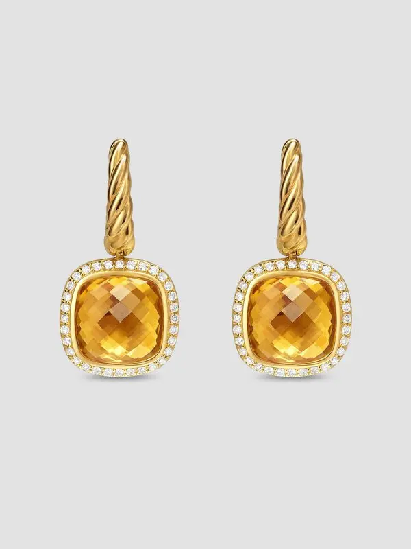 David Yurman Albion Drop Earrings In 18k Yellow Gold - Citrine