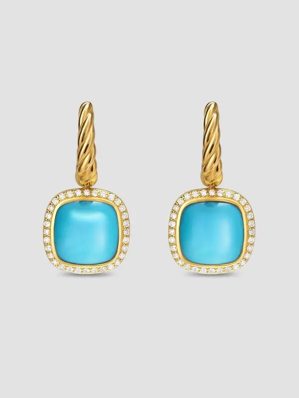 David Yurman Albion Drop Earrings In 18k Yellow Gold - Turquoise
