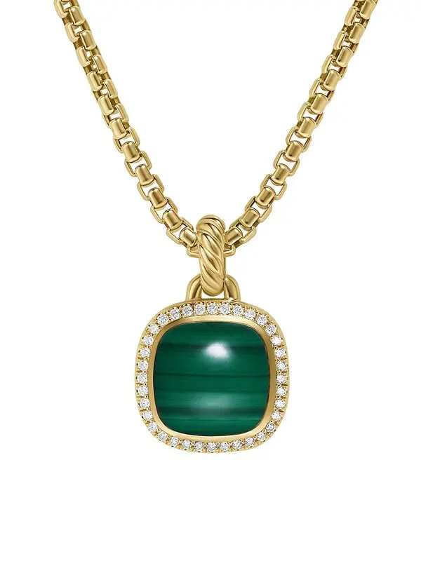 David Yurman Albion Pendant In 18k Yellow Gold - Malachite