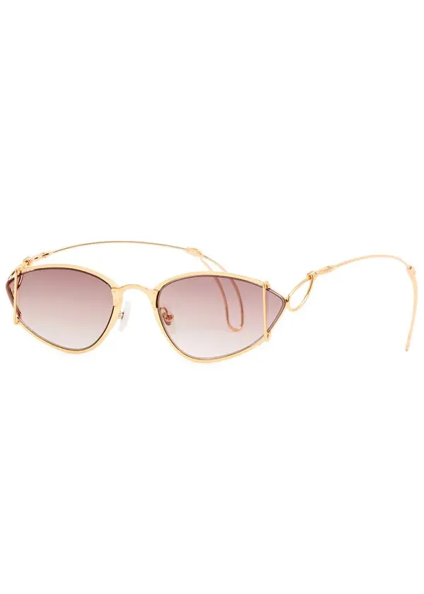 FOR ART'S SAKE Ornate 18kt -plated Cat-eye Sunglasses - Gold