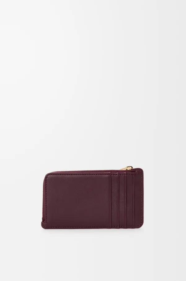 Loewe Knot Coin Cardholder In Shiny Nappa Leather Skin - Dark Burgundy/light Citrine