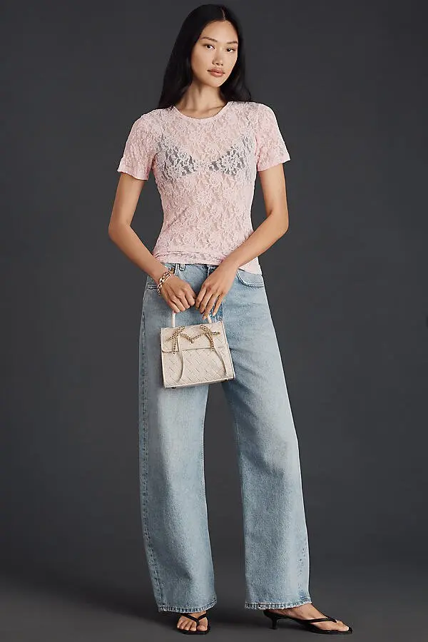 Hanky Panky Short-sleeve Lace T-shirt - Pink