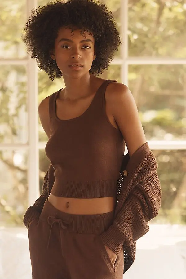 Eberjey Crop Sweater Tank Top - Chocolate