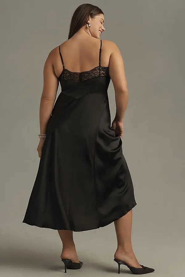 Esth Lace Satin Slip Dress In Black - 42% Off | Editorialist