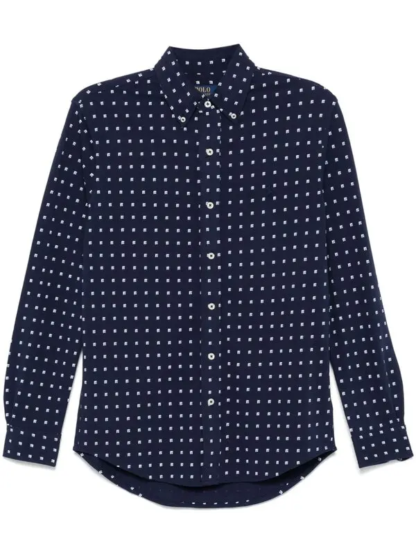 Polo Ralph Lauren Square-print Shirt - Blue