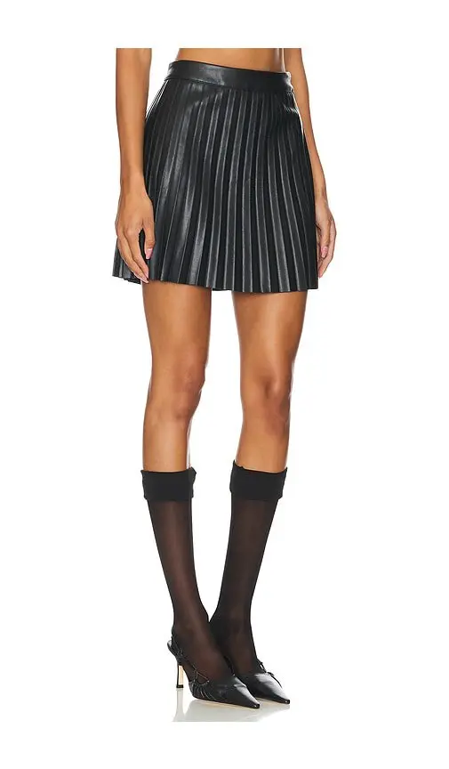 Steve Madden Ish Pleated Faux Leather Skirt - Black