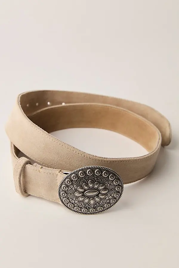 Free People Duchess Concho Suede Belt - Linen