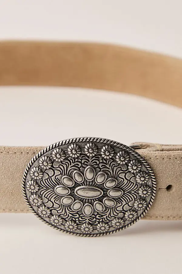 Free People Duchess Concho Suede Belt - Linen