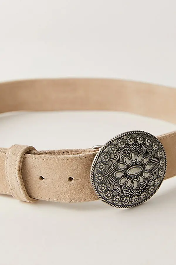 Free People Duchess Concho Suede Belt - Neutral