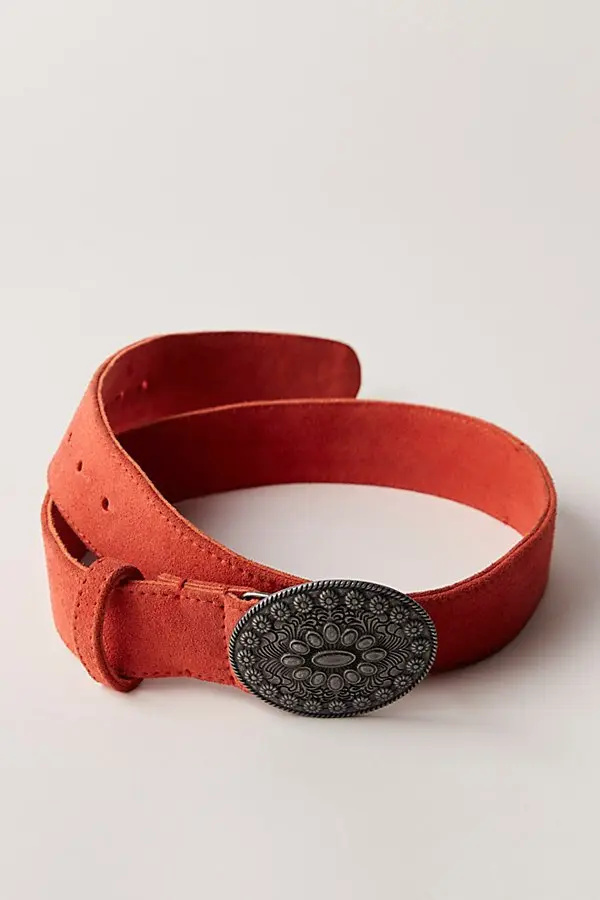 Free People Duchess Concho Suede Belt - Paprika