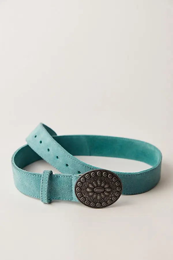 Free People Duchess Concho Suede Belt - Totally Turq