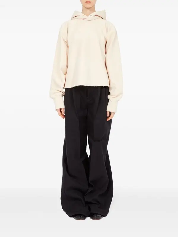 MAISON MARGIELA Logo-embroidered Cotton Hoodie - Neutrals