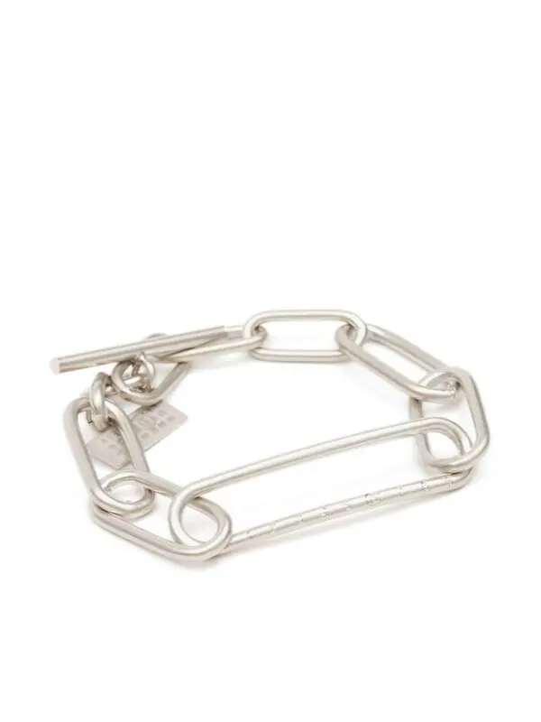 Maison Margiela Chain-Link Logo-Tag Bracelet - Silver | Editorialist