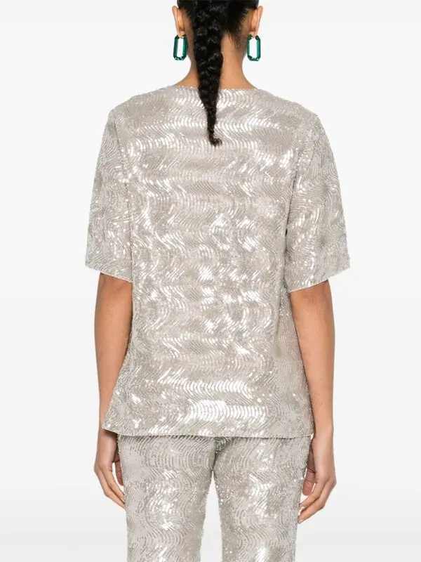 FORTE_FORTE Sequinned Short-sleeve Blouse