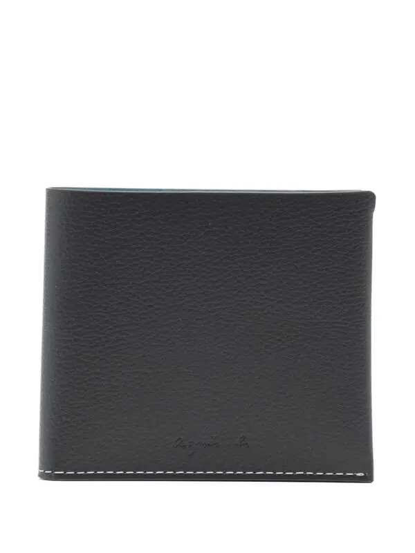 AGNÈS B. Logo Debossed Folded Leather Wallet - Blue