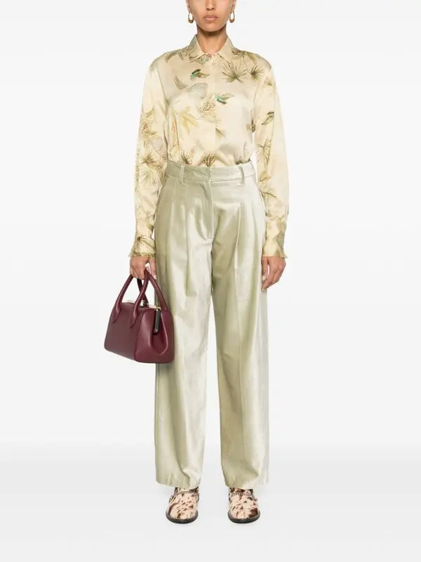 FORTE_FORTE Botanical-print Satin Shirt