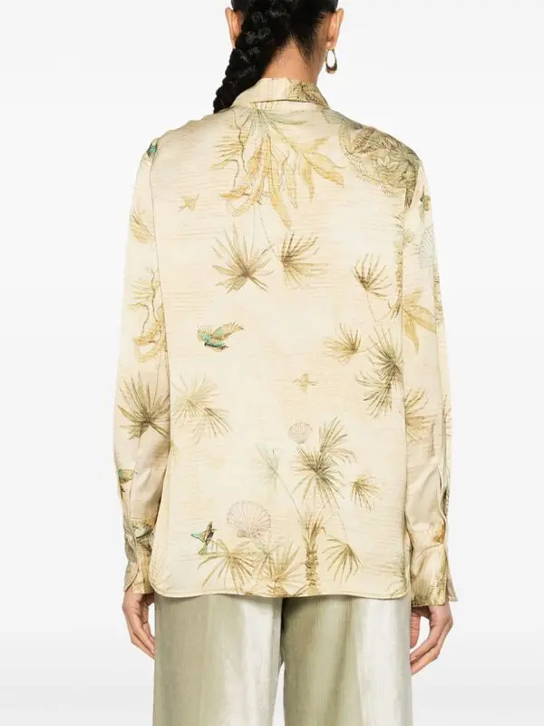 FORTE_FORTE Botanical-print Satin Shirt