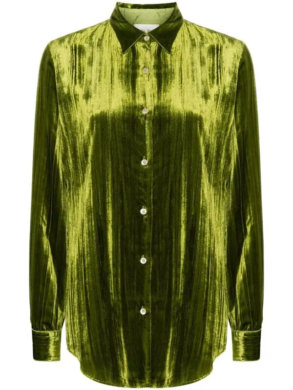 FORTE_FORTE Plissé-effect Velvet Shirt