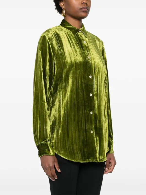 FORTE_FORTE Plissé-effect Velvet Shirt