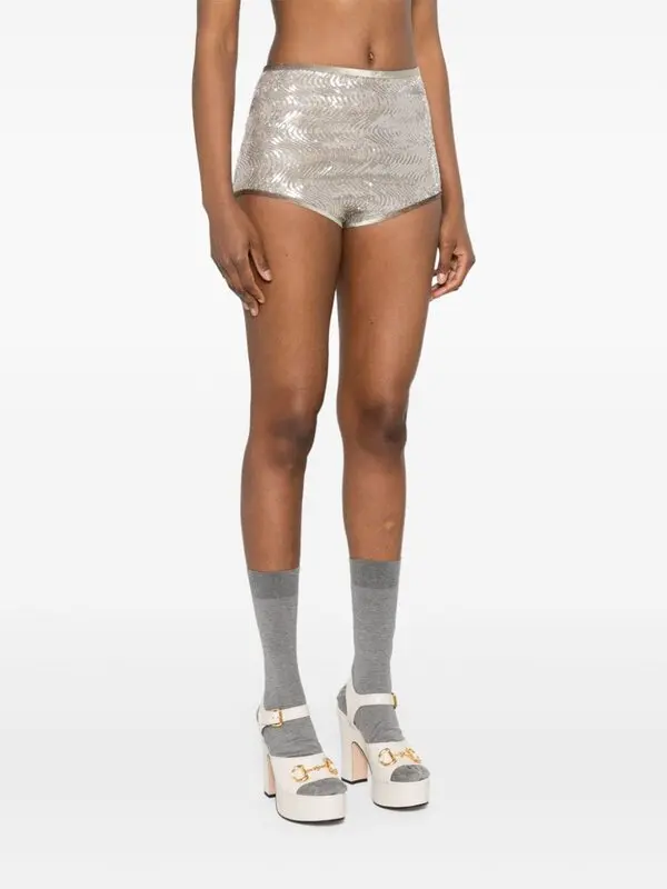 FORTE_FORTE Sequinned High-waist Shorts