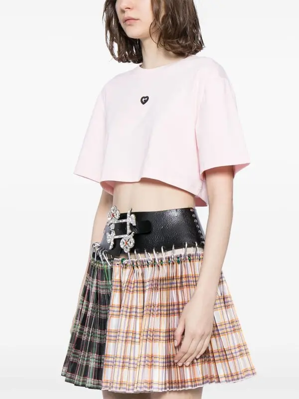 GROUND ZERO Logo-embroidered Cropped T-shirt