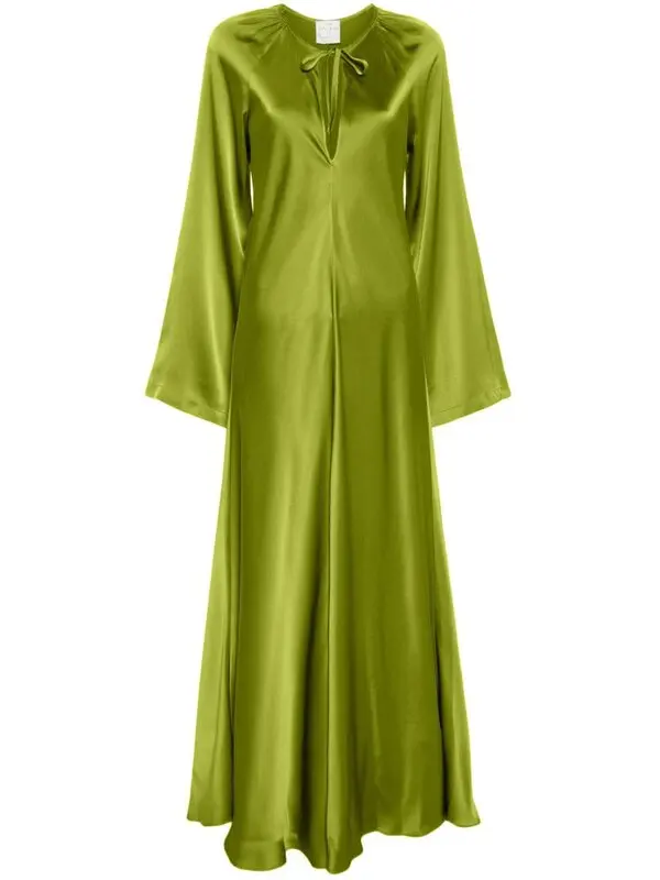 FORTE_FORTE Keyhole-neck Silk Maxi Dress