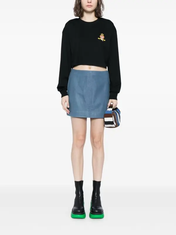 GROUND ZERO Logo-print Cropped Sweatshirt - Black