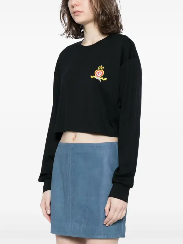 GROUND ZERO Logo-print Cropped Sweatshirt - Black