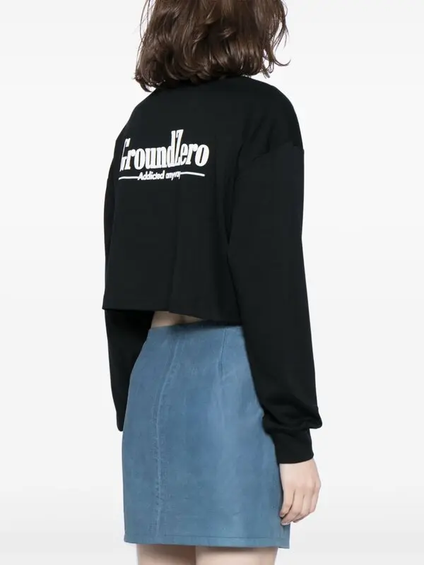GROUND ZERO Logo-print Cropped Sweatshirt - Black