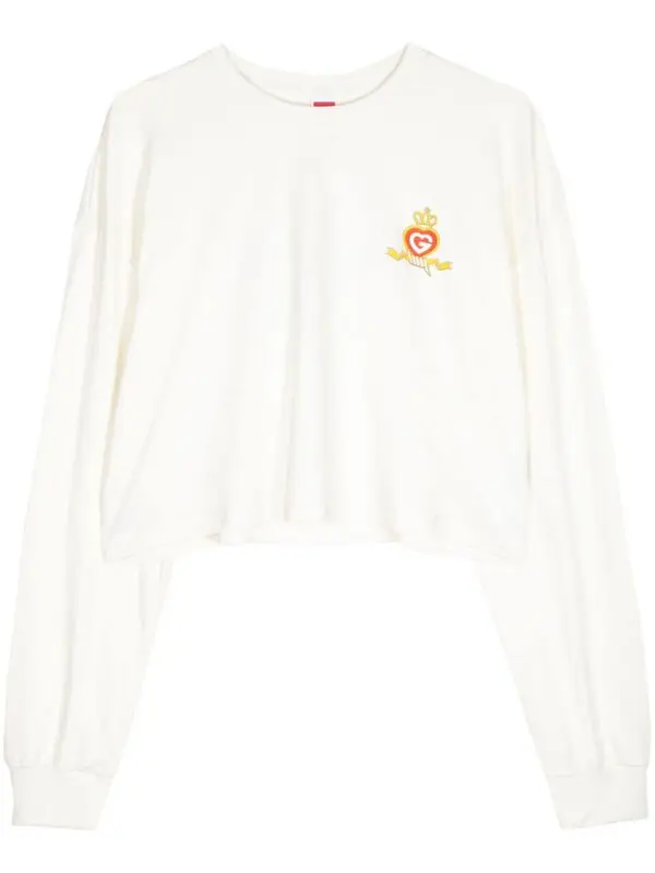 GROUND ZERO Logo-print Cropped Sweatshirt - White