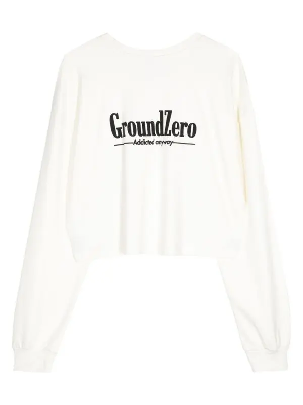 GROUND ZERO Logo-print Cropped Sweatshirt - White