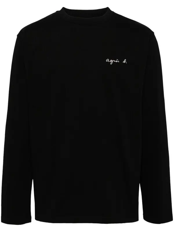 AGNES B. Embroidered-logo Cotton T-shirt