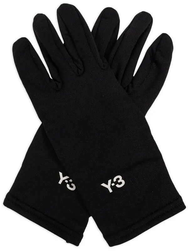 Y3 Logo Print Gloves - Black