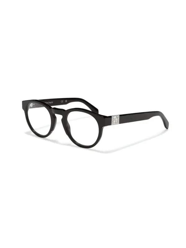 Palm Angels Monogram Plaque Round-frame Glasses