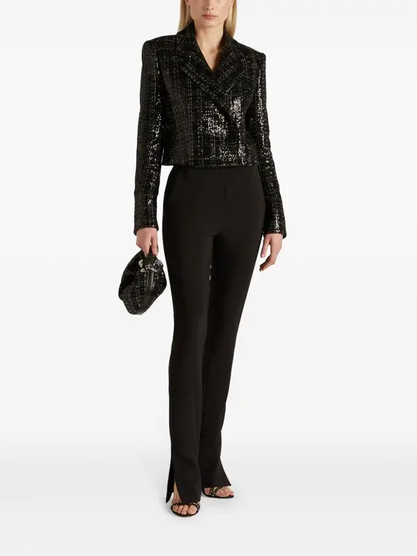 GENNY Sequin-embellished Tweed Cropped Jacket