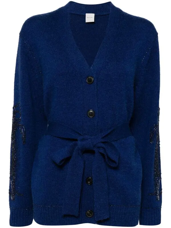 Paul Smith Bead-embroidered Belted Cardigan