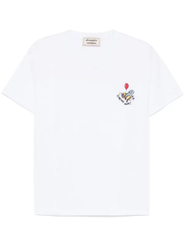 ALESSANDRO ENRIQUEZ Slogan-embroidered T-shirt - White