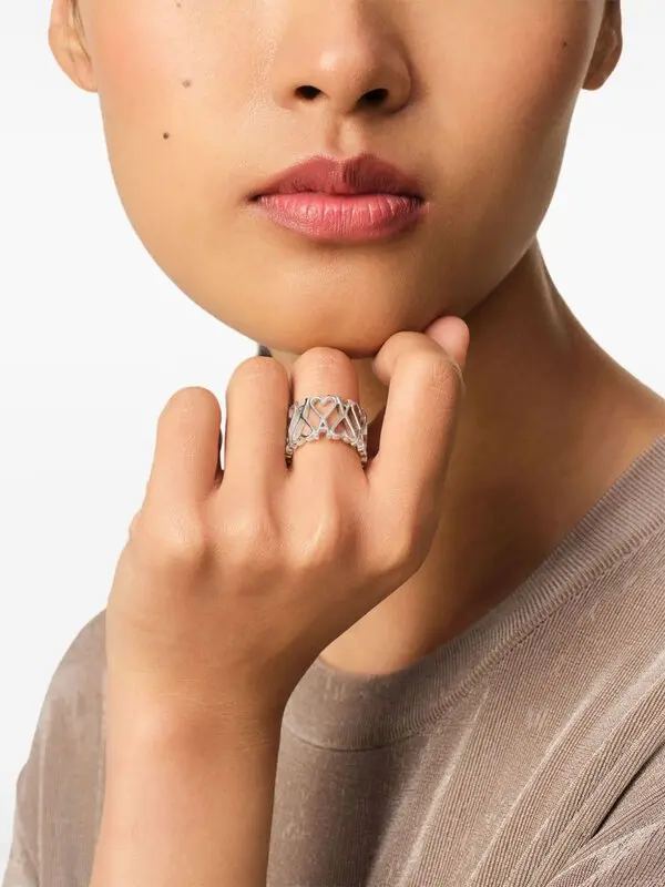 Ami De Coeur" Ring In Palladium-plated Brass