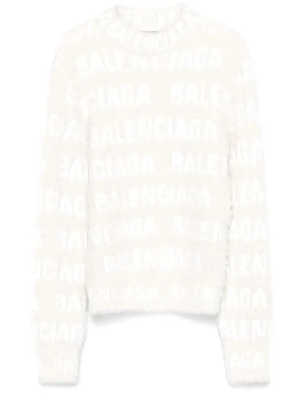 Balenciaga Logo-knit Jumper - White