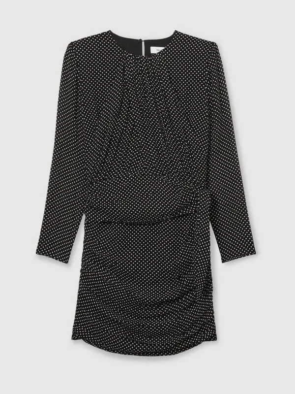 REISS Taylor Gathered Polka-dot Georgette Mini Dress