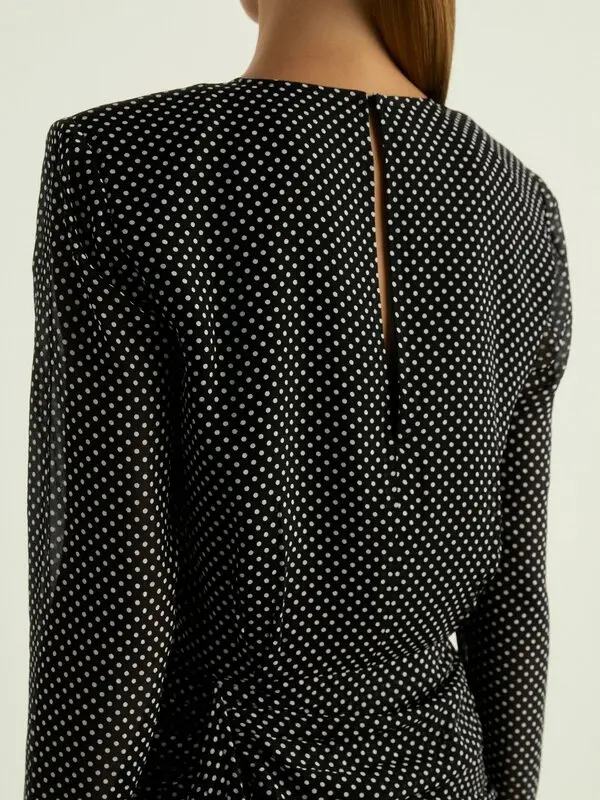 REISS Taylor Gathered Polka-dot Georgette Mini Dress