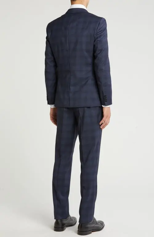 BOSS Huge Plaid Virgin Wool Suit - Navy